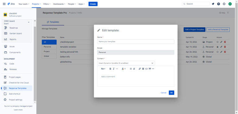 Creating a Personal Template – AppBox Support