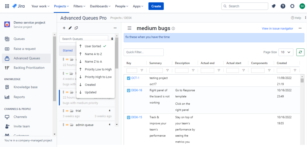 Sorting of Advanced Queues – AppBox Support Sorting of Advanced Queues – AppBox Support